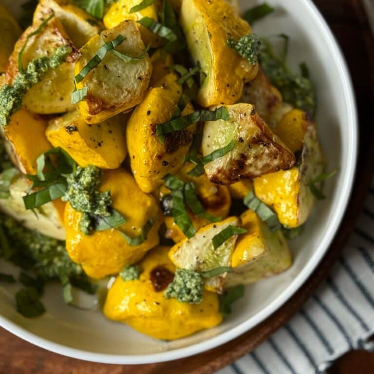 Roasted Pattypan Squash • Pesto & Potatoes